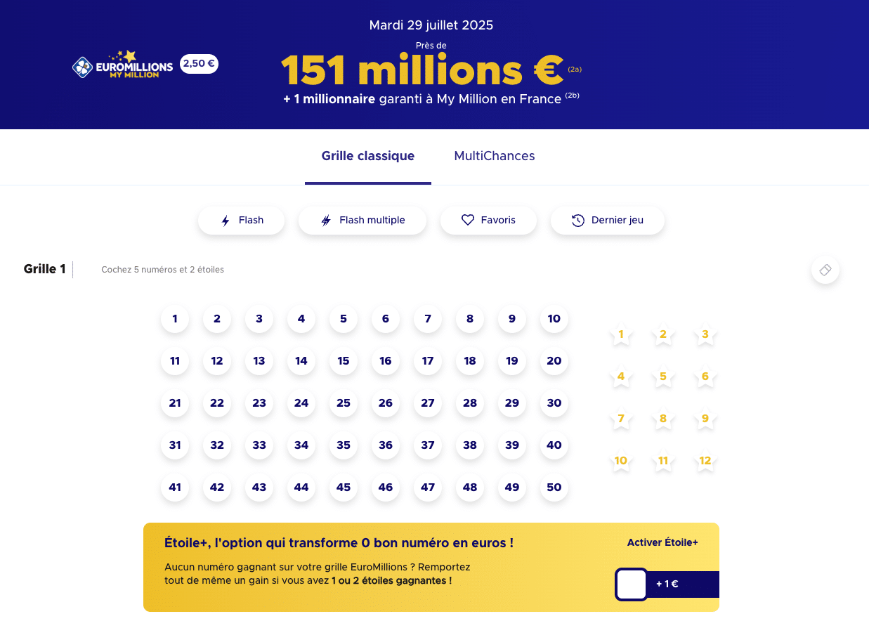151 millions d'euros en jeu à EuroMillions ce 29 juillet 2025 - Kelbet